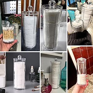 Tecbeauty 3Pcs Qtips Holder Bathroom Container, Cotton Ball Swabs Storage Dispenser Set, Clear