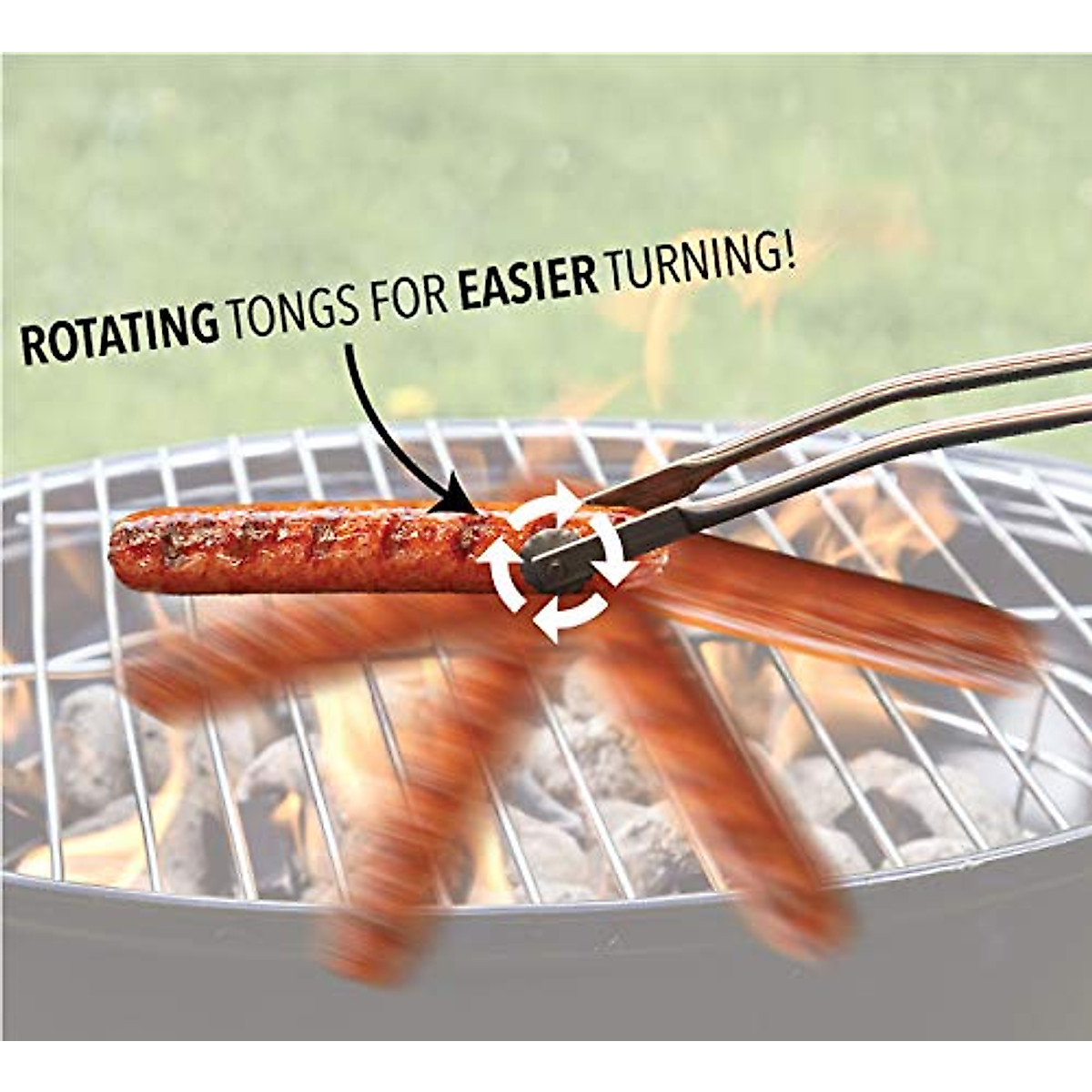 BBQ Butler Stainless Steel Hot Dog Tongs - Frank Flipper - Long Cooking Tongs - Grill Tongs - Grilling Tools - Grill Accessories - Easily Flip Food - Sausages/Brats/Kebabs/Hot Dogs