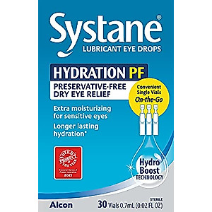 ALCON Systane Hydration Preservative-Free Lubricant Eye Drops, Transparent, 0.6 Fl Oz, 30 Count