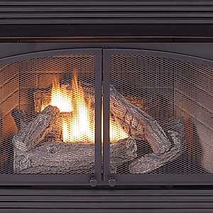 Duluth Forge Dual Fuel Ventless Gas Fireplace Insert - 32,000 BTU, T-Stat Control - Model# FDF400T-ZC-R (Renewed), Black