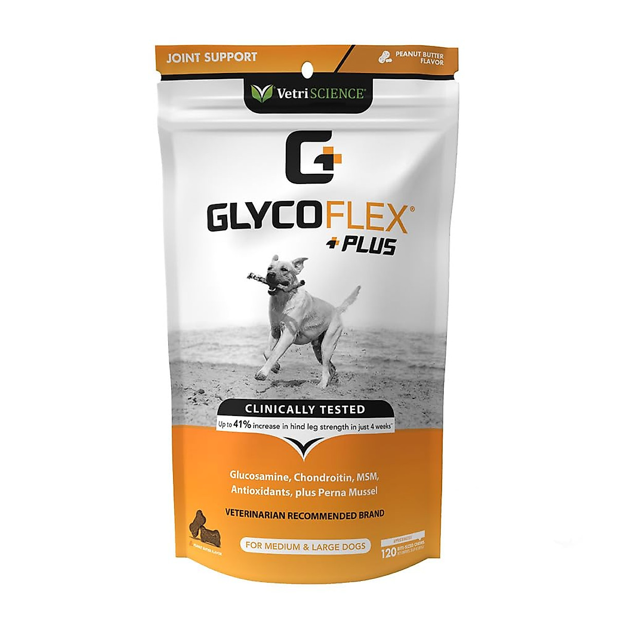 VetriScience GlycoFlex Plus Hip and Joint Supplement for Dogs – Extra-Strength Joint Support Chews with Green Lipped Mussel, Chondroitin, and Glucosamine for Dogs