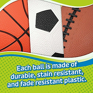 Toysmith Get Outside GO! Pro-Ball Set, Pack of 3 (5-inch soccer ball,6.5-inch football and 5-inch basketball) (2709)