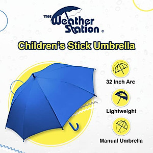 The Weather Station Children's Rain Umbrella, Manual Metal Folding Mini Umbrella, Windproof, Lightweight, and Packable for Travel, Full 32 Inch Arc, Royal