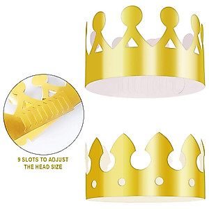 Aniann 28 Pack Gold Paper Crown Gold Foil Party Crown Hat Cap for Birthday Celebration Baby Shower Photo Props (2 Styles)