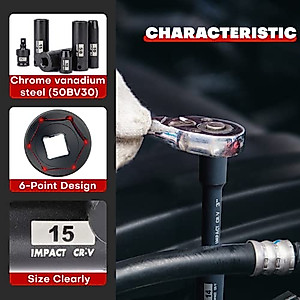 YIYITOOLS 48 Pcs 3/8” Drive Impact Socket Set (5/16 inch to 3/4 inch and 8-22mm),6-Point,CR-V