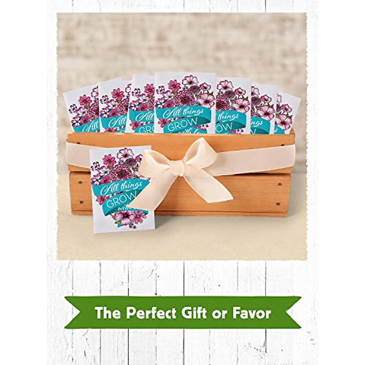 American Meadows Wildflower Seed Packets ''All Things Grow with Love'' Party Favors (Pack of 20) - Wildflower Seed Mix, Party Favors for Weddings, Valentine's Day, Anniversaries, Thank You