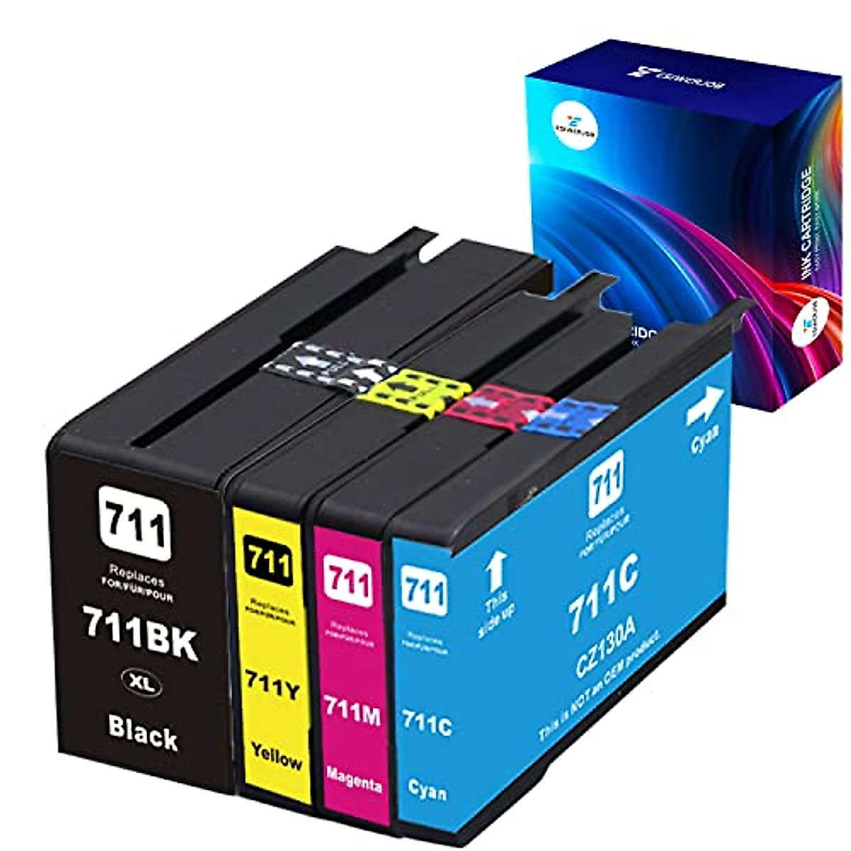 Esiwerjob Compatible Designjet Cartridge Replacement for 711XL 711 Ink Cartridge Bundle with DesignJet T120 24-in Printer, DesignJet T520 24-in Printer, DesignJet T520 36-in Printer (4 Pack)