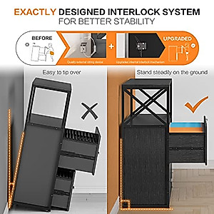 Raybee Filing Cabinet for Home Office Lateral File Cabinet with 2 Wood Drawers, Office Printer Stand with Lock Storage Cabinet for Letter, A4, Legal Size File Folders, 15.8"D x 31.5"W x 40.6"H, Black