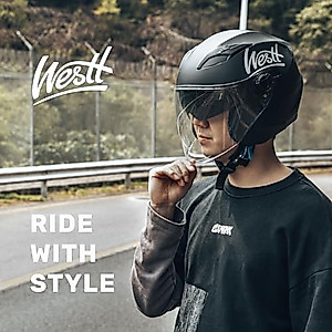 Westt Open Face Helmets with Dual Sun Visor– Motorcycle Helmet for Men and Women 3/4 Helmets DOT Approved for Scooter Motorbike Street Jet Series