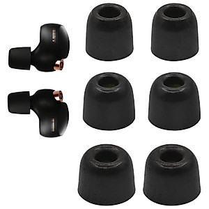 JNSA Replacement Memory Foam Ear Tips Noise Canceling Foam Ear Tip Compatible with Sony WF-1000XM4 / 1000XM5 Earbud Headphones, [Fit in Case],L/M/S 3 Size 3 Pairs,Black (Foam4XM4B3P)