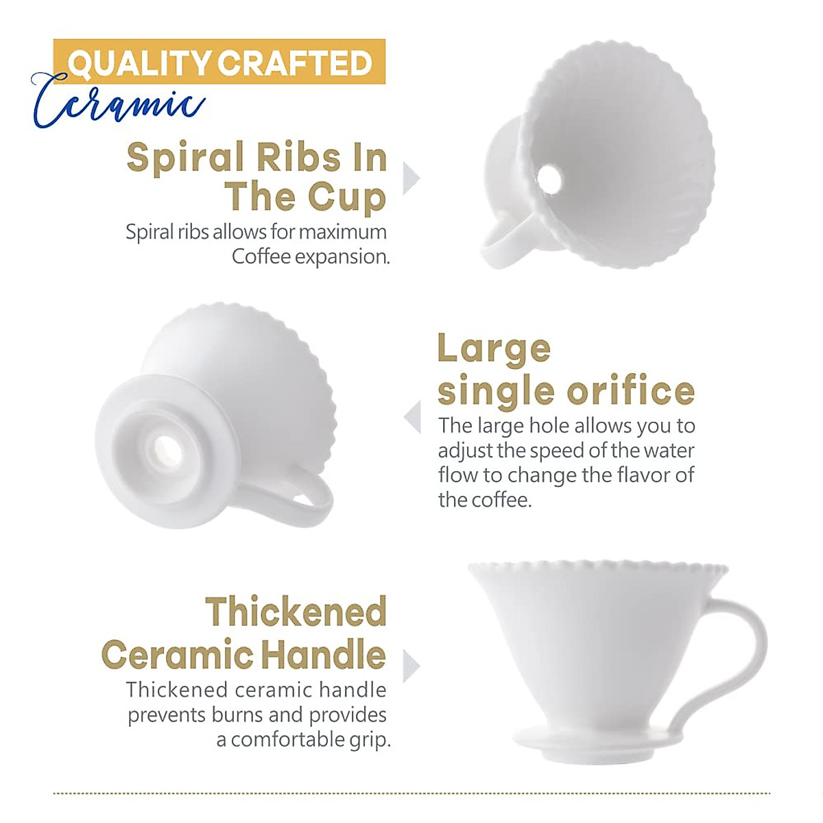 D'ORAMIE Pour Over Coffee Dripper Set ，Maker Ceramic Slow Brewing Coffee Set for Home, Cafe Restaurants Homewarming Gift Easy Manual Brew Maker Gift Strong Flavor Brewer Set