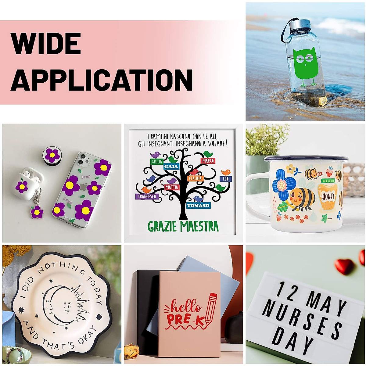 HTVRONT Permanent Vinyl for Cricut Machine, 80PCS 12"x12" Adhesive Vinyl Sheets--Permanent Vinyl Bundle for Mugs, Decoration, Craft Projects