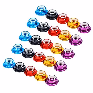 iFlight 25pcs M5 Lock Nuts CW Flanged Nylon Insert Aluminum Alloy Self-Locking Nuts for RC Drone Quadcopter Motor Prop Adapter FPV Parts (Mix Colors)