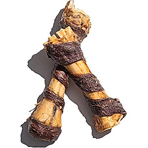 Jack&Pup Shin Twist Bones for Dogs Long Lasting | 8-11" Large Dog Chew Bones for Aggressive Chewers | Savory, Smoked Beef Shin Bone (3 Pack)
