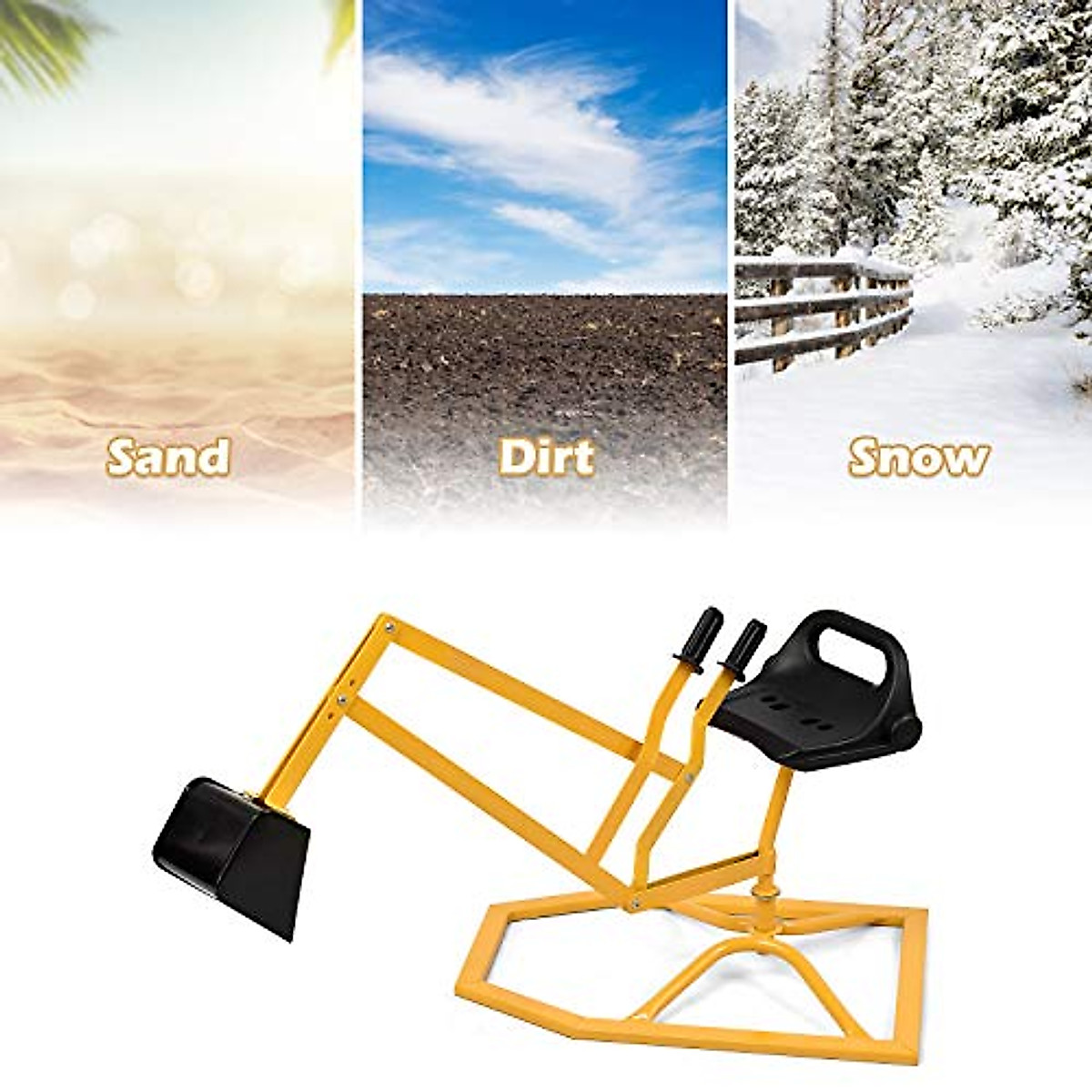 GLACER Sandbox Digger, 360° Rotation Kid Excavator Toy Crane with Base, Steel Outdoor Play Digging Toys for Sand, Dirt, Snow, Beach, Ride on Sand Digger for Kids…