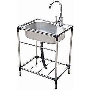 LANADO Kitchen sink, stainless steel sink for laundry, simple household laundry sink with faucet, suitable for hotel restaurant kitchens