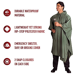 Rothco R/S Poncho, Olive Drab