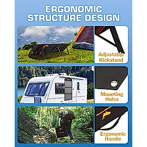 Ecosonique Foldable Solar Panel 60W with Adjustable Kickstand, Portable Solar Panel for Power Station, 18V Folding Solar Charge with 2 USB Outputs for RV Laptops Solar Generator Van Camping Off-Grid