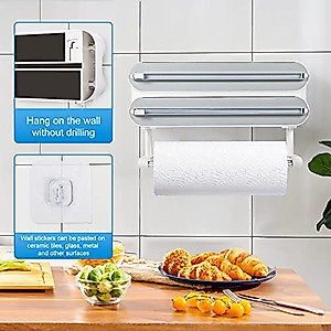 3 in 1 Foil and Plastic Wrap Organizer，Magnetic Plastic Wrap Dispenser with Cutter，Aluminum Foil Organization and Storage