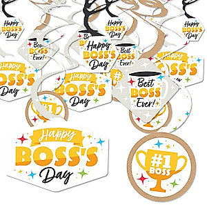 Big Dot of Happiness Happy Boss’s Day - Best Boss Ever Hanging Decor - Party Decoration Swirls - Set of 40