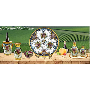 CERAMICHE D'ARTE PARRINI- Italian Ceramic Butter Dish Hand Painted Decorated Grape Made in ITALY Tuscan Art Pottery