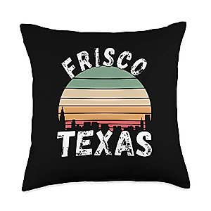 Retro Frisco TX Texas City Apparel Souvenir Throw Pillow, 18x18, Multicolor