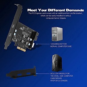 YEELIYA USB C PCIe Card SuperSpeed 10Gbps with 2 USB C and 2 Internal Port(Type-E,19 Pin USB 3.0 Header) PCI-E Expansion Cards PCI Express Front Panel Adapter for Desktop PC