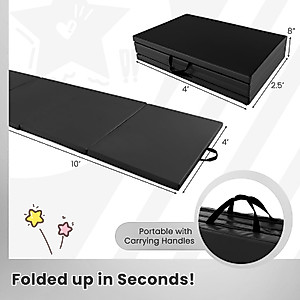 Giantex 4'x10'x2" Gymnastics Mat Folding Panel Thick Gym Fitness Exercise Christmas Gift (Black)