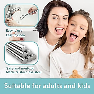 Tongue Scraper with Mini Hooks (4 Pack) Stainless Steel Tongue Cleaner Tongue Cleaning Tools for Adults and Kids Oral Care Eliminate Bad Breath Tongue Brush