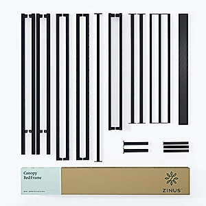ZINUS Patricia Black Metal Canopy Platform Bed Frame / Mattress Foundation with Steel Slat Support / No Box Spring Needed / Easy Assembly, Full