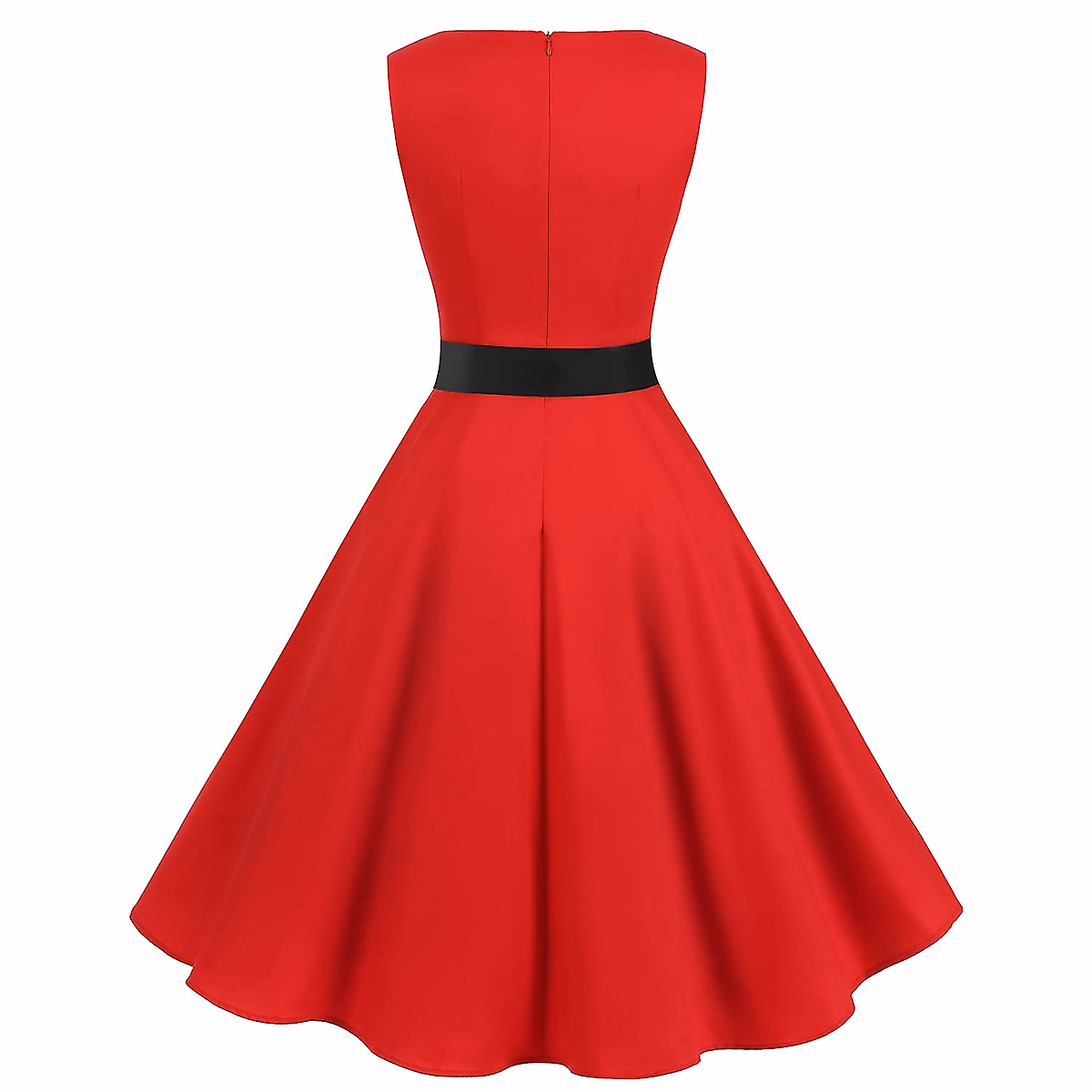 Gardenwed Plus Size Women's Vintage Cocktail Wedding Party Sleeveless 1950s Retro Rockabilly Swing Dresses Red 2XL