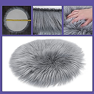 Sibba Faux Fur Small Area Rug Chair Desk Sofa Cover Carpet 35 cm Fluffy Plush Seat Pad Protectors for Home Bedrooms Aesthetic Decor (Grey Round)