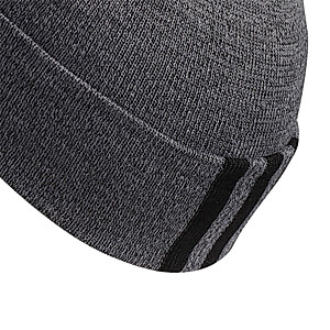 adidas Men's Amplifier Fold Beanie, Carbon-Grey Twist/Black/White F21, One Size