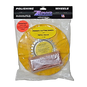 Zephyr Products AWY58-8WB Yellow 8" Airway Buffing Wheel with 1 LB Tripoli Bar Heavy/Medium Cut, 1 Pack