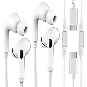 Wired USB C Headphone Type With Microphone DAC Earbud in Earphone(2pack)Compatible for Samsung Galaxy S20 FE S21 Ultra Note10 LG Google pixel Oneplus Chromebook Audifono Volume Control Running Headset
