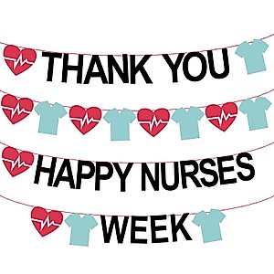 Happy Nurses Week Banner Thank You Nurses Party Decorations - Nurse Appreciation Week Banner for Medical Doctor Nursing Party Decorations