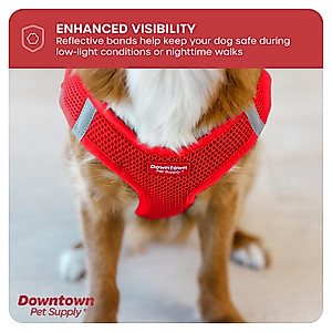 Downtown Pet Supply Step in Dog Harness for Small Dogs No Pull, Medium, Red - Adjustable Harness with Padded Mesh Fabric and Reflective Trim - Buckle Strap Harness for Dogs