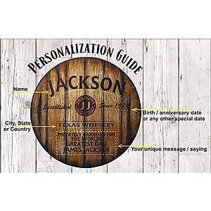 Personalized Table Top Inspired by Old Whiskey & Wine Barrel Lids, Custom Gifts for Men, Rustic Living Room Home Bar Man Cave Wood Furniture, Size 16/20/24/30/36/40/42/46 Inch