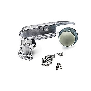 Kason 0058 Brushed Chrome Radial Latch KIT with 0059 Roller Strike, -1/8" to 1/4" Offset, 0481 4" Inside Release and Hardware KIT
