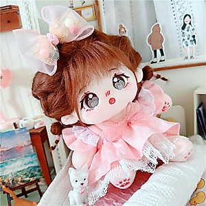 niannyyhouse 20cm Plush Doll Caramel Girl Humanoid Stuffed Body no Attribute 8in Normal Body Wearable Clothing Dress Up Gifts (11-with Skeleton)