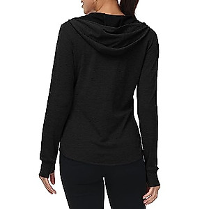 Rdruko Women's Zip Up Hoodie Light Active Jacket UPF 50+ Hiking Outdoor Sun Shirts(Black, US S)