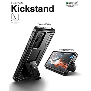 Dexnor for Samsung Galaxy S22 Ultra Case/6.8 inches, [Built in Screen Protector and Kickstand] Heavy Duty Military Grade Protection Shockproof Protective Cover for Samsung Galaxy S22 Ultra 5G,Black