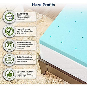 Memory Foam 3 Inch Queen Mattress Topper Mattress Pad, Gel Infused Soft Bed Topper Bed Mattress Toppers for Pressure Relieving
