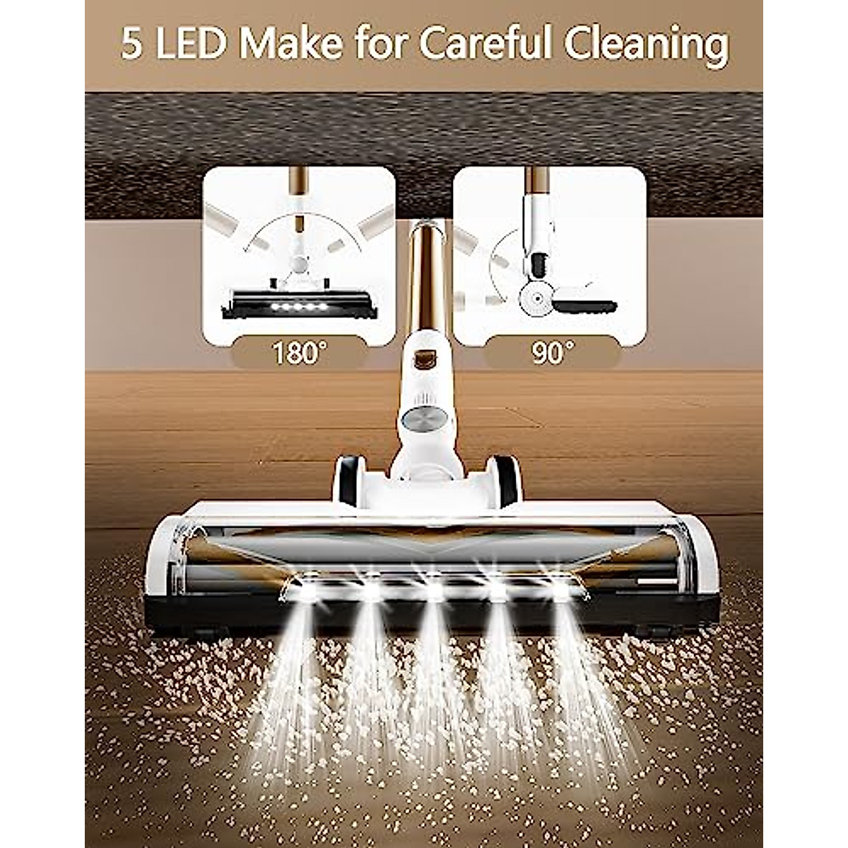 Micol Cordless Vacuum Cleaner, Lightweight Stick Vacuum with 2 Modes Powerful Suction, Max 38mins Runtime, 6 in 1 Household Vacuum Cleaner for Hard Floor