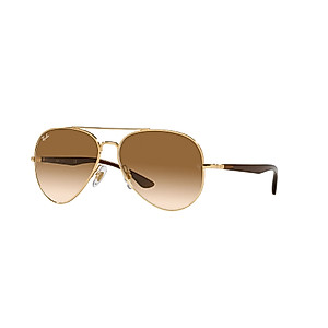 Ray-Ban RB3675 Aviator Sunglasses, Gold/Clear Gradient Brown, 58 mm