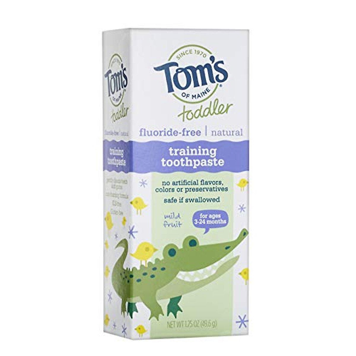 Tom's of Maine Fluoride-Free Toddler Training Toothpaste, Mild Fruit, 1.75 oz.