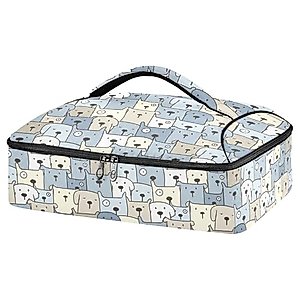Kcldeci Insulated Thermal Food Carrier Insulated Casserole Carrier for Hot or Cold Food,Cute Dog Insulated Tote Bag for Potluck Cookouts Parties Picnic,Lasagna Lugger