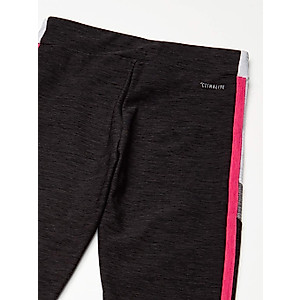 adidas Girls' Big Active Sports Athletic Legging Tight, D2M Melange Adi Black Heather/Bold Blue, Medium