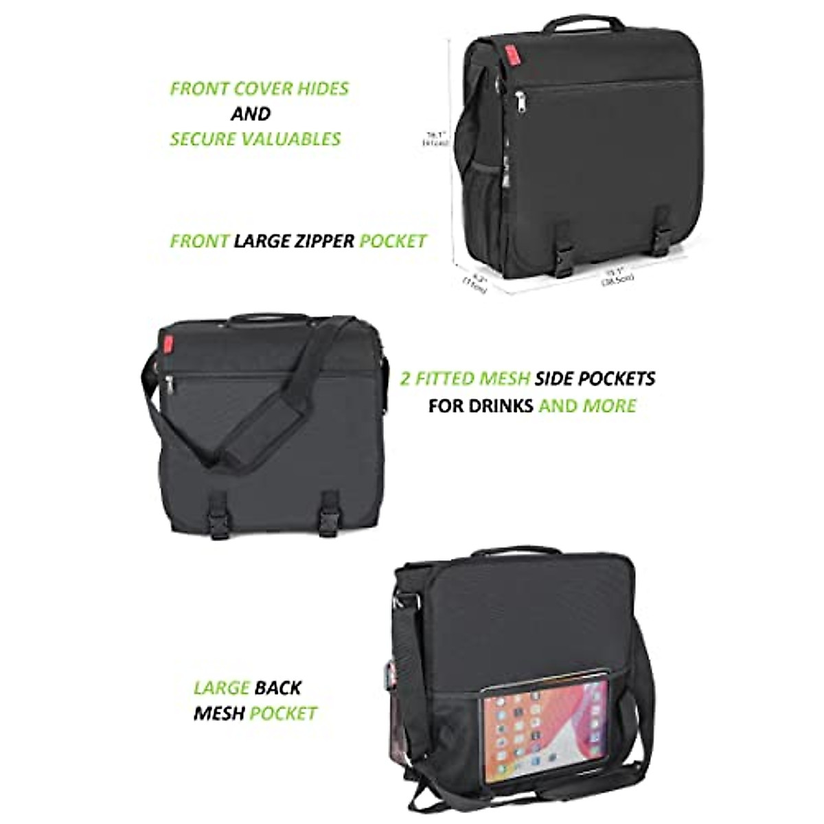 Fitmax Professional Car Truck Front Seat Organizer, Patrol Police Bag With dedicated and Secured laptop Storage, Carefully Designed with 25 Compartments. Truly your Office Within Arm's Reach., B001