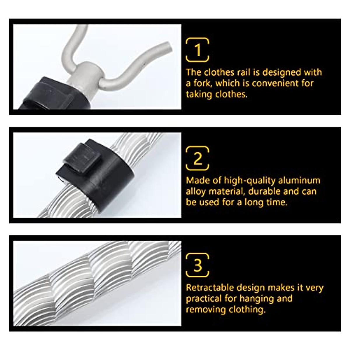 Telescoping Pole Clothes Pole with Hook Telescopic Reach Stick Pole with Handle for High Reach Areas Blind Window Silver Clothesline Outdoor